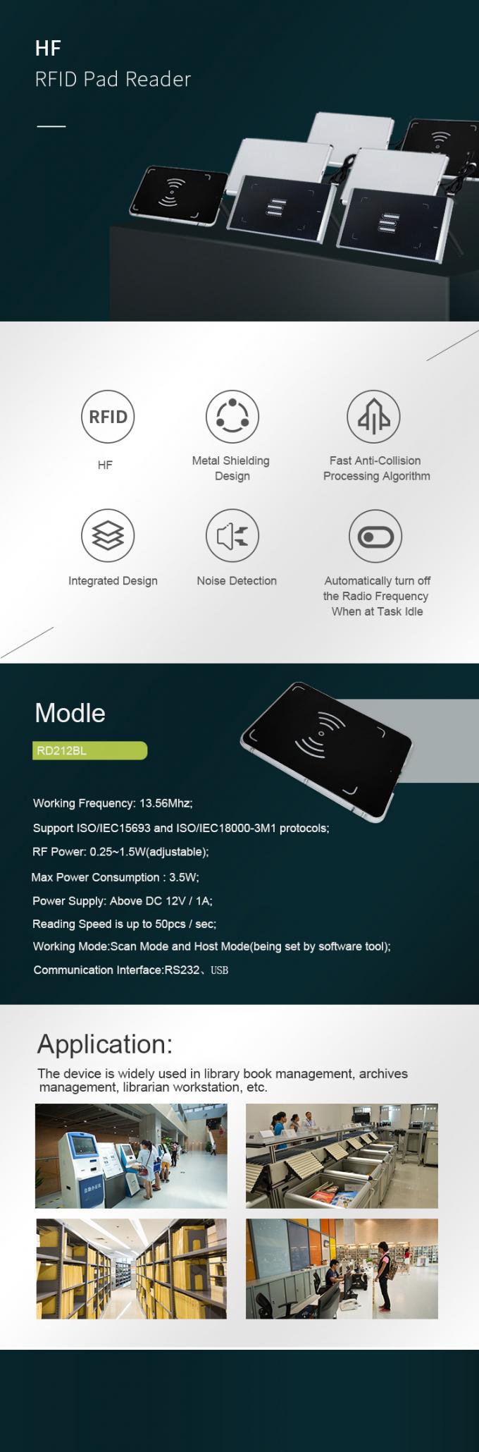 Shielded Integrated RFID Reader HF 13.56Mhz 45cm Long Range USB RFID ...